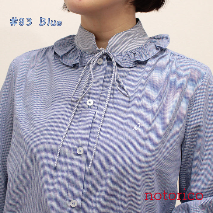 ギンガムチェックリボン付きフリルカラー七分袖ブラウス 752175 – T'BIS STUDIO公式オンラインストア